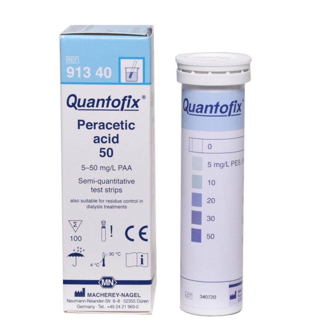 Quantofix Peracetic Acid Test Strips 0-50ppm (100 Strips)