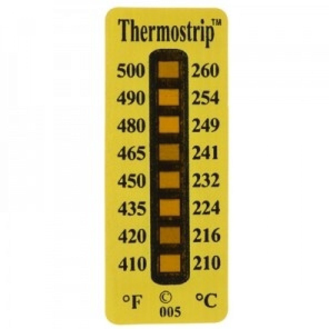 210-260°C Irreversible Temperature Labels (Pack of 50)