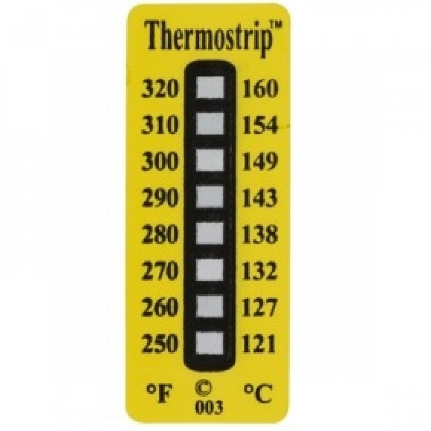121-160°C Irreversible Temperature Labels (Pack of 50)